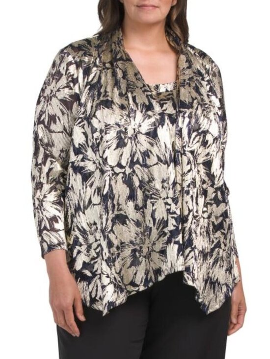 MARINA | Tops | Marina Plus Made In Usa Foil Twinset Top And Shrug ...